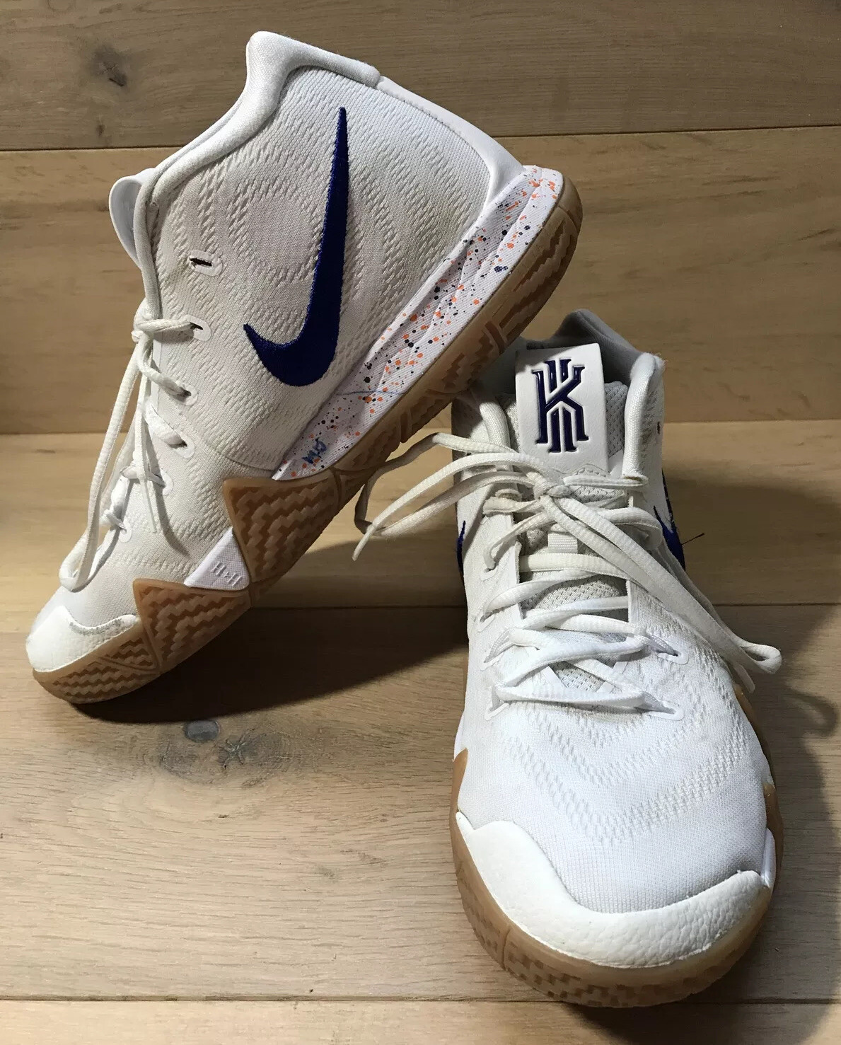 Nike Kyrie #11 Special Edition Sz 8.5 White And Paint Splashed Blue ...