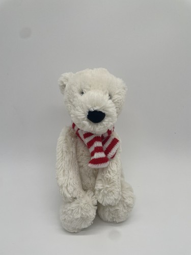 Jellycat Pax Polar Bear White Red Striped Scarf Stuffed Animal Plush 12 ...