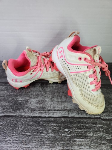 Under Armour Glyde White Pink Softball Cleats 3024331-101 Girls Youth ...