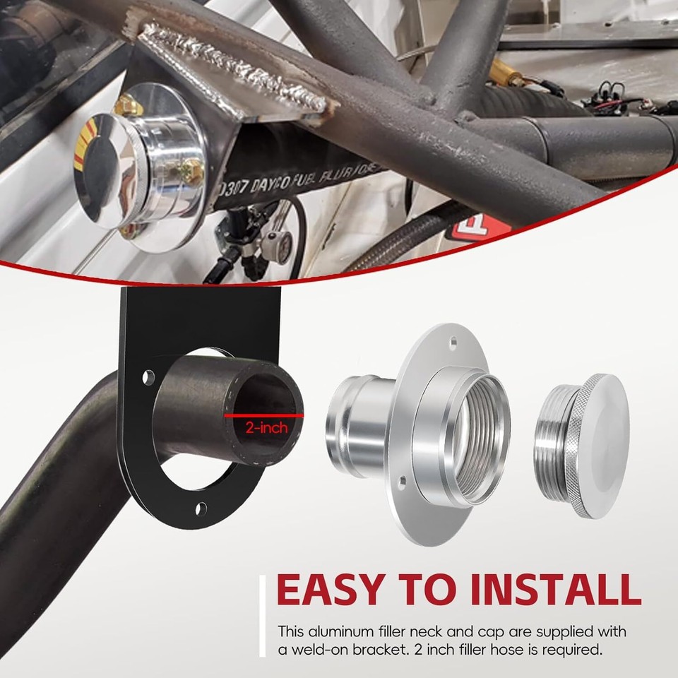 172530 Fuel Tank Filler Neck Gas Cap Weld-On Steel Bracket 2" Remote ...