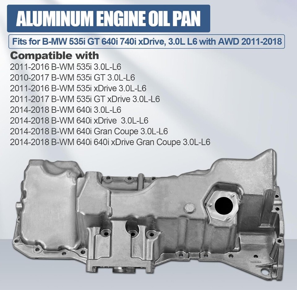 Oil Pan for BMW 535i 640i 740i 3.0L xDrive AWD 2011-2018 11137556664 ...