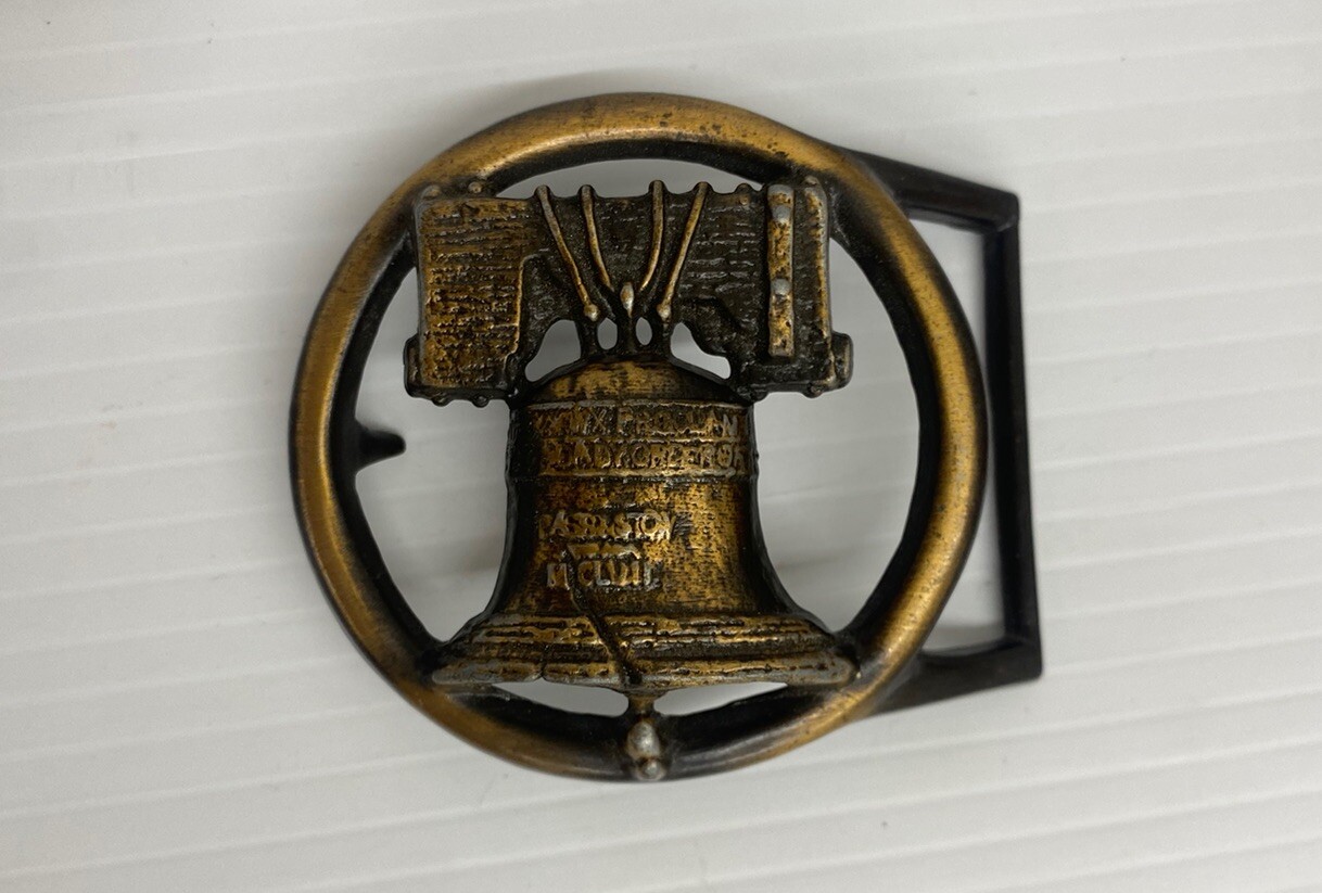 Vintage Liberty Bell Bronze Belt Buckle - Gem