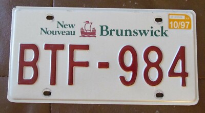 New Brunswick 1997 License Plate HIGH QUALITY # BTF-984 | eBay