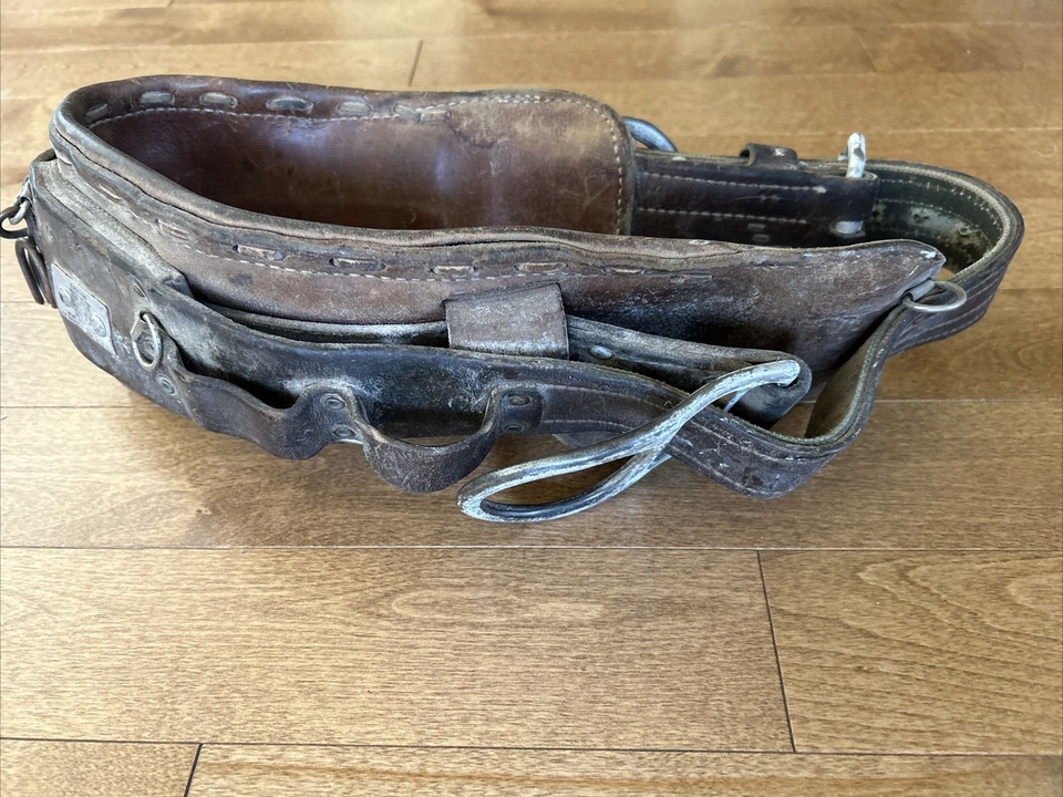 Vintagte Bashlin Leather Lineman Utility Pole Climbing Tool Belt Size ...