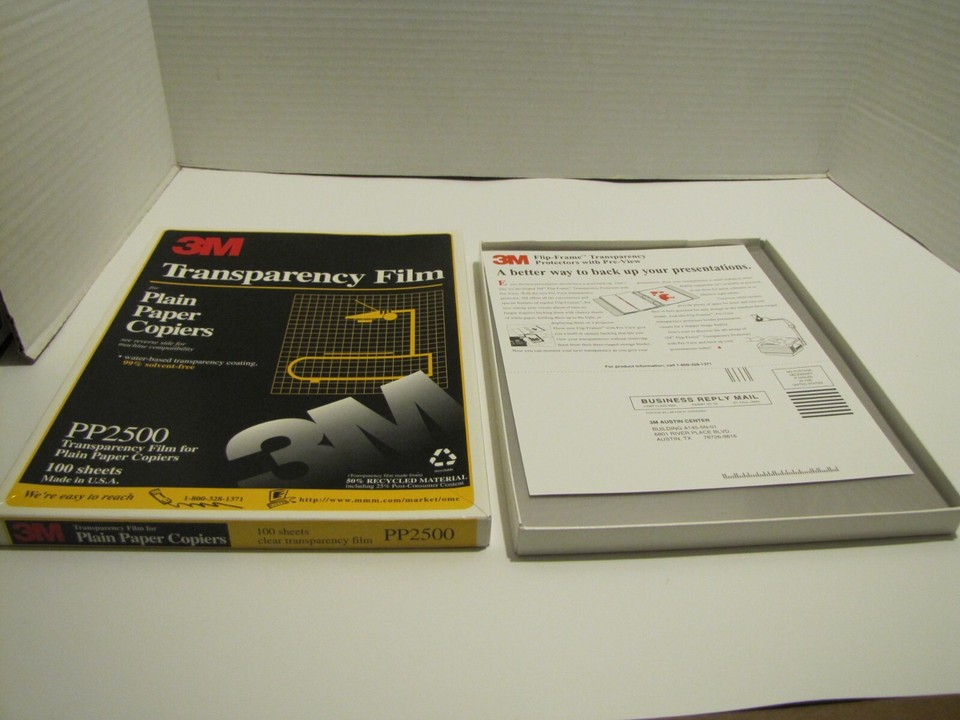 NOB FULL BOX 3M PP2500 TRANSPARENCY FILM FOR PLAIN PAPER COPIERS 100 ...