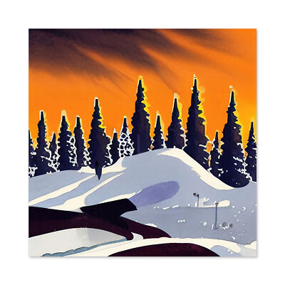 Midnight Sun Winter in the Arctic Huge Wall Art Square Print Picture ...