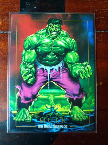 ️ 1992 MARVEL MASTERPIECES #32 ️ HULK CUT ️ RARE ERROR *TOP BORDER* ️ ...