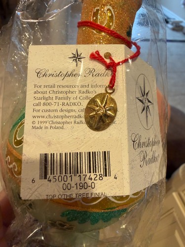 Christopher Radko Collector vintage hand painted glass Leprechaun tree ...