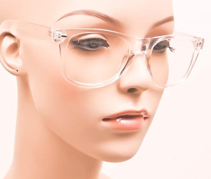 White Crystal Clear Translucent Square Celebrity Diva Frames Eye ...