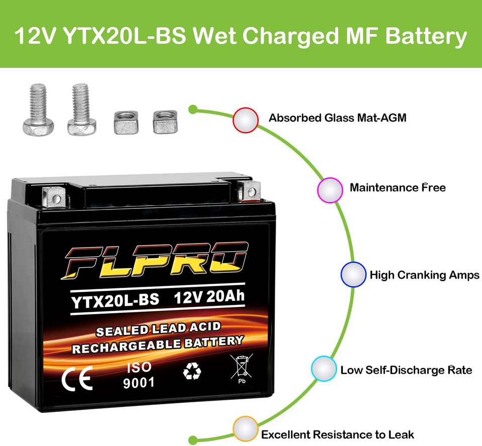 For YTX20-BS 12V 20Ah Motorcycle Snowmobile ATV UTV PWC Powersports | eBay