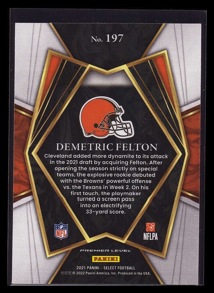 2021 Panini Select Demetric Felton Rookie Card Premier Level Cleveland ...