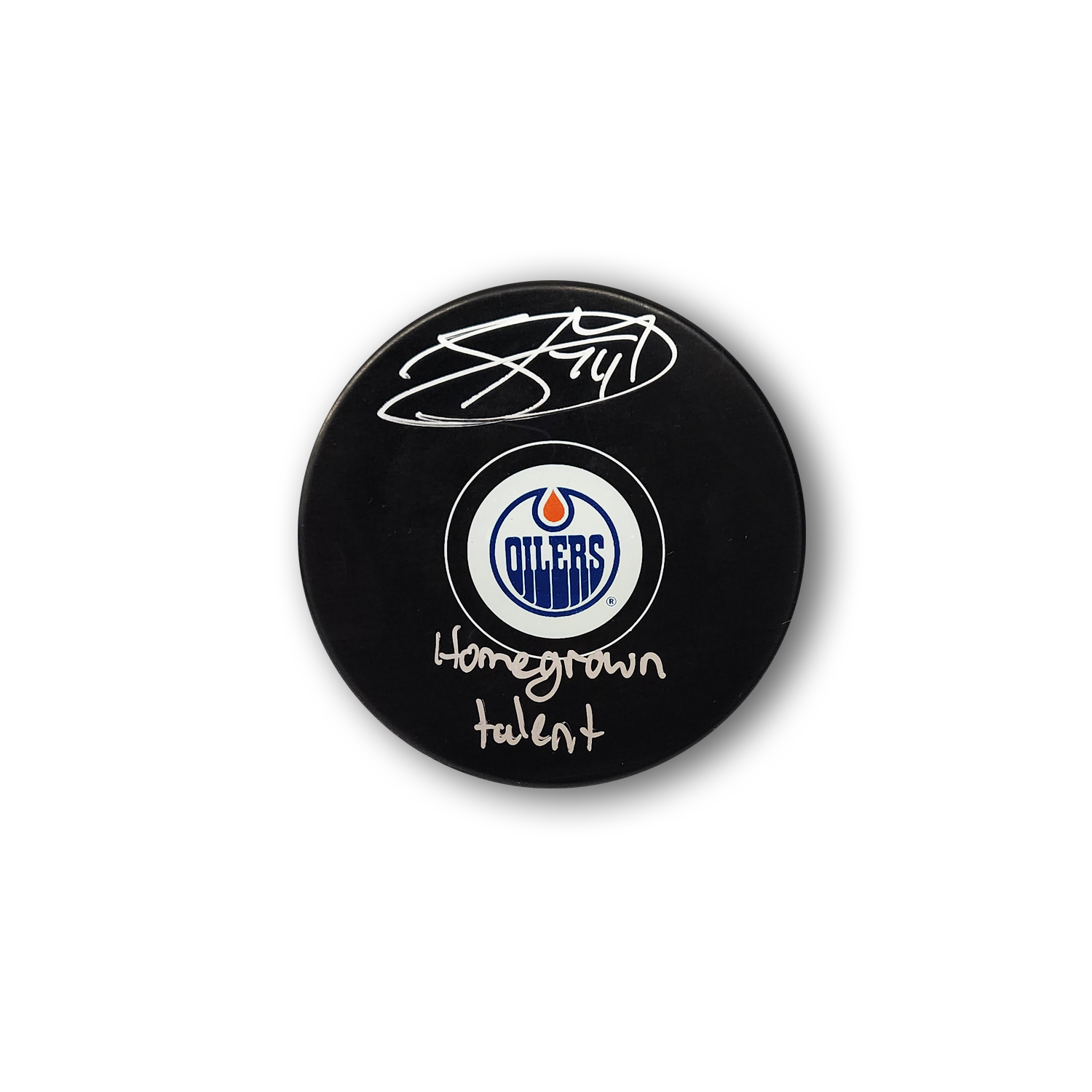 Stuart Skinner Autographed Edmonton Oilers Hockey Puck Homegrown Talent ...