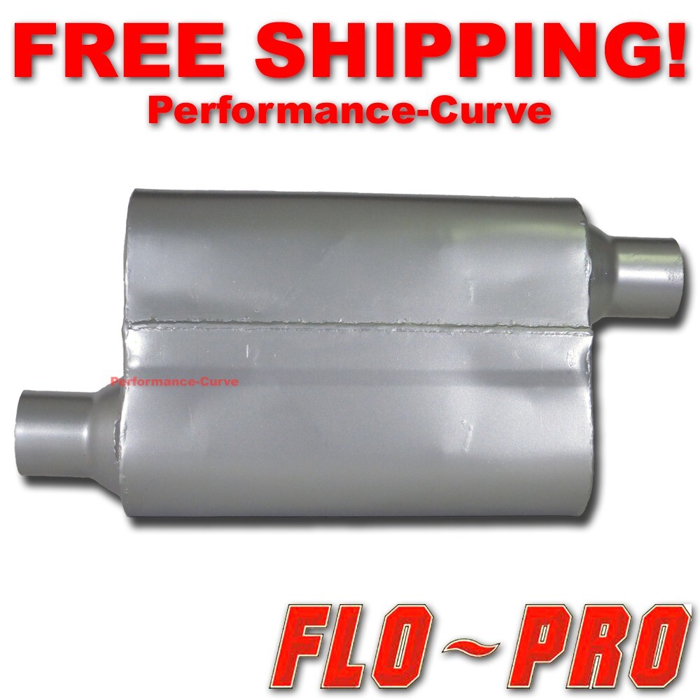 2 Chamber Performance Exhaust Street Muffler FLO-PRO Super V 2.25" O/O ...