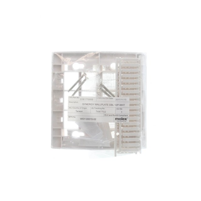 MOLEX WSY-00015-02 SYNERGY DOUBLE-GANG WALL-PLATE FACE-PLATE 12-PORT ...