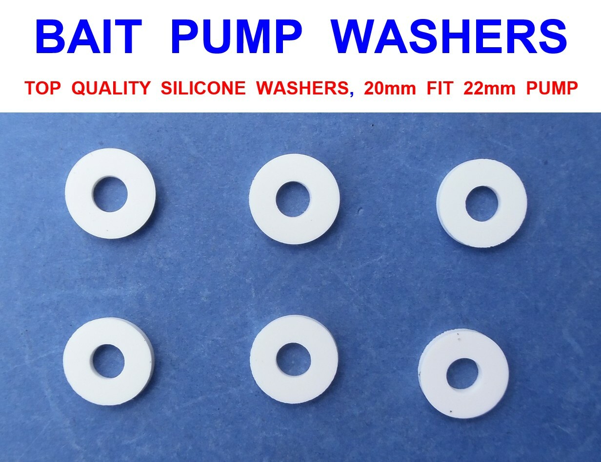 6 Silicone Bait Pump Washers 20mm Fit 22mm Slim Line PUMPS Alvey ...