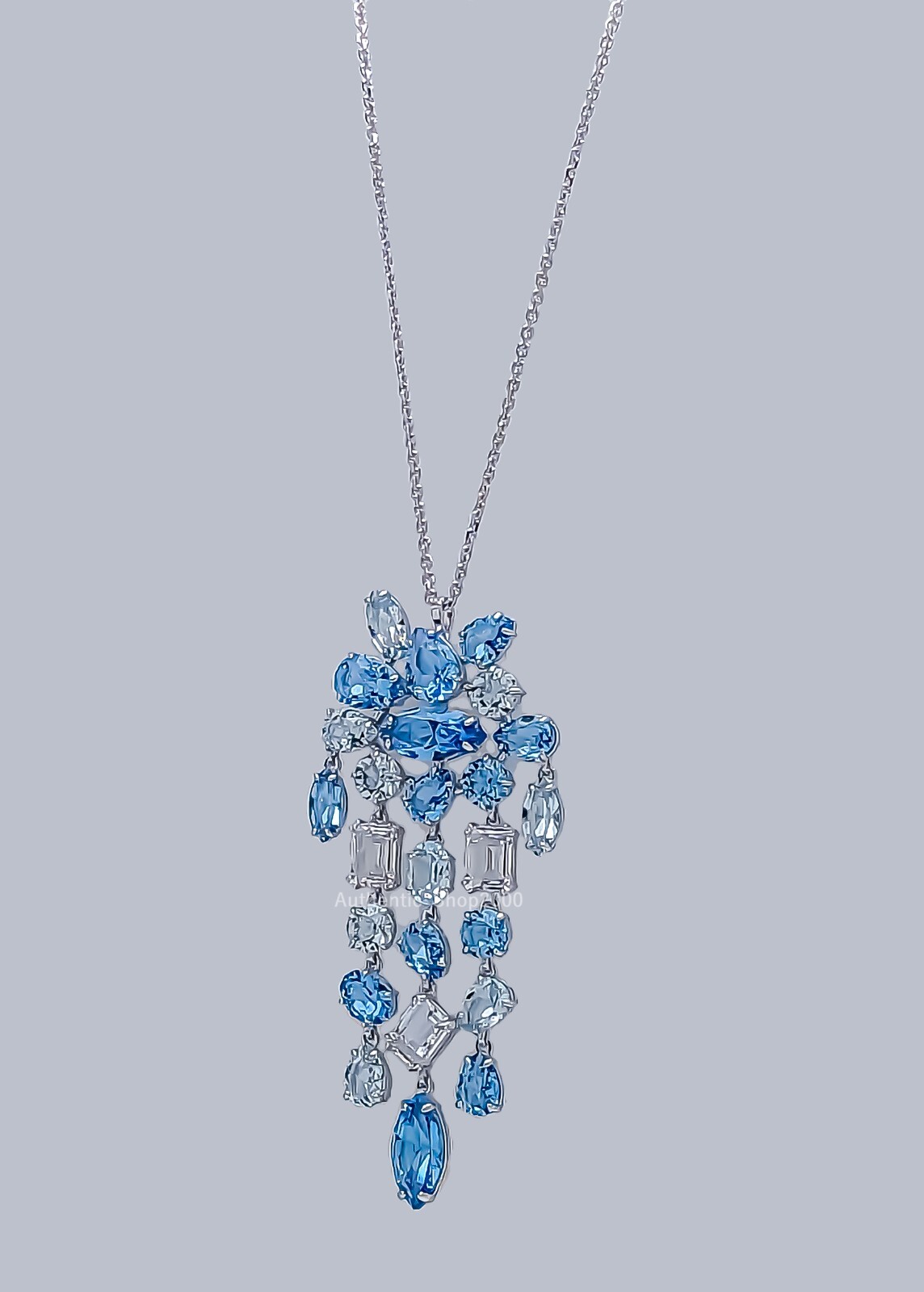 New Authentic SWAROVSKI Blue Crystal Showstopper Gema Pendant Necklace ...