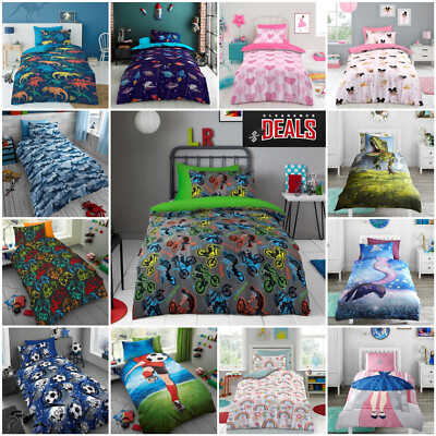 Kids Duvet Cover Reversible Children Girls Boys Quilt Covers Single ...