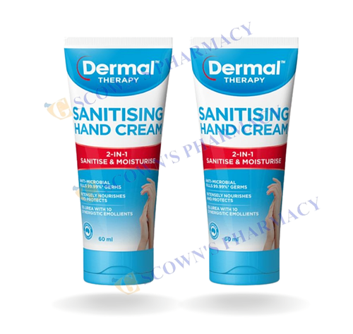 2 x Dermal Therapy Hand Cream 60g - 2in1 Moisturise Hand Antimicrobial ...