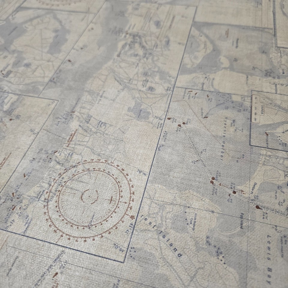 Beige blue Cream nautical Coastal vintage Marine map collage design ...