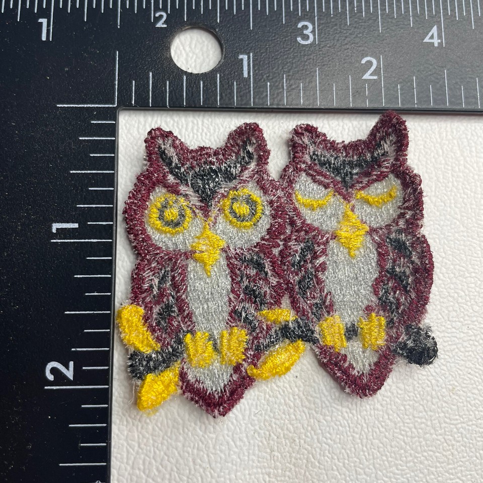 Vtg Embroidered 2 OWLS On 1 Patch (1 Awake Owl, + 1 Sleeping) 00XN | eBay