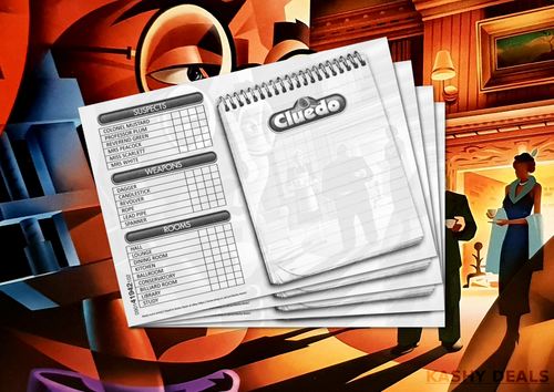 Cluedo Detective Notebook Spare Sheets - Charcoal (2 Sheets = 16 Cards ...