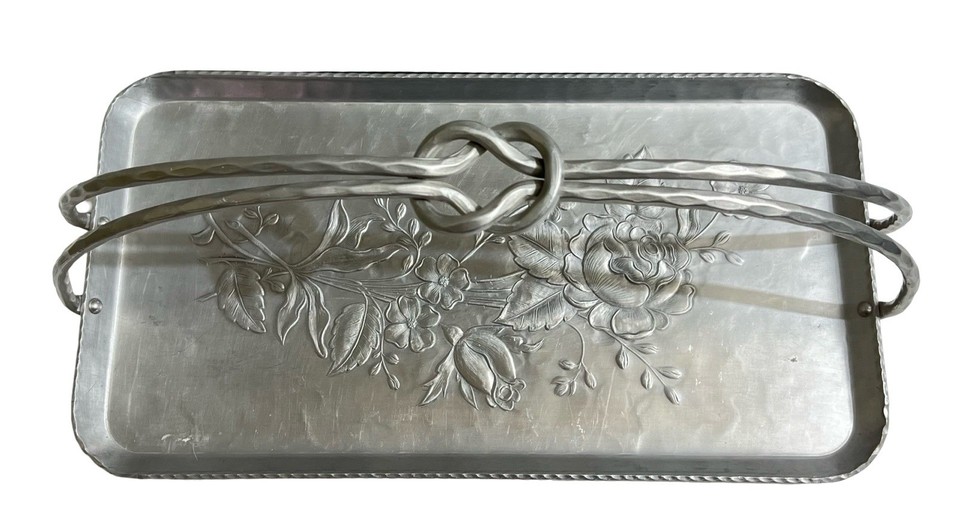 Vintage Everlast Metal Hand Forged Aluminum Tray, Floral Engraving ...