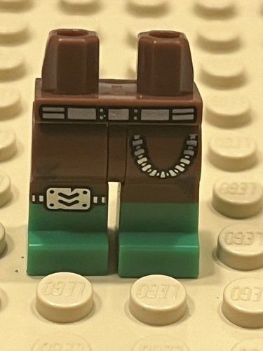 Lego Minifig Pants Reddish Brown Hips and Legs with Green Boots Silver ...