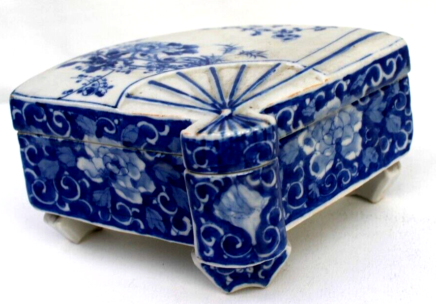 Vintage Antique Porcelain Asian Japanese Asahi Fan Trinket Footed ...