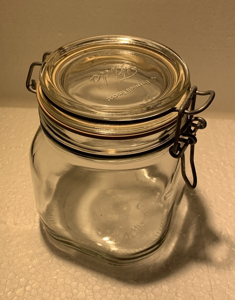 VTG Bormioli Rocco FIDO 3/4 Liter Heavy Glass Jar Clamp Lid ITALY ...