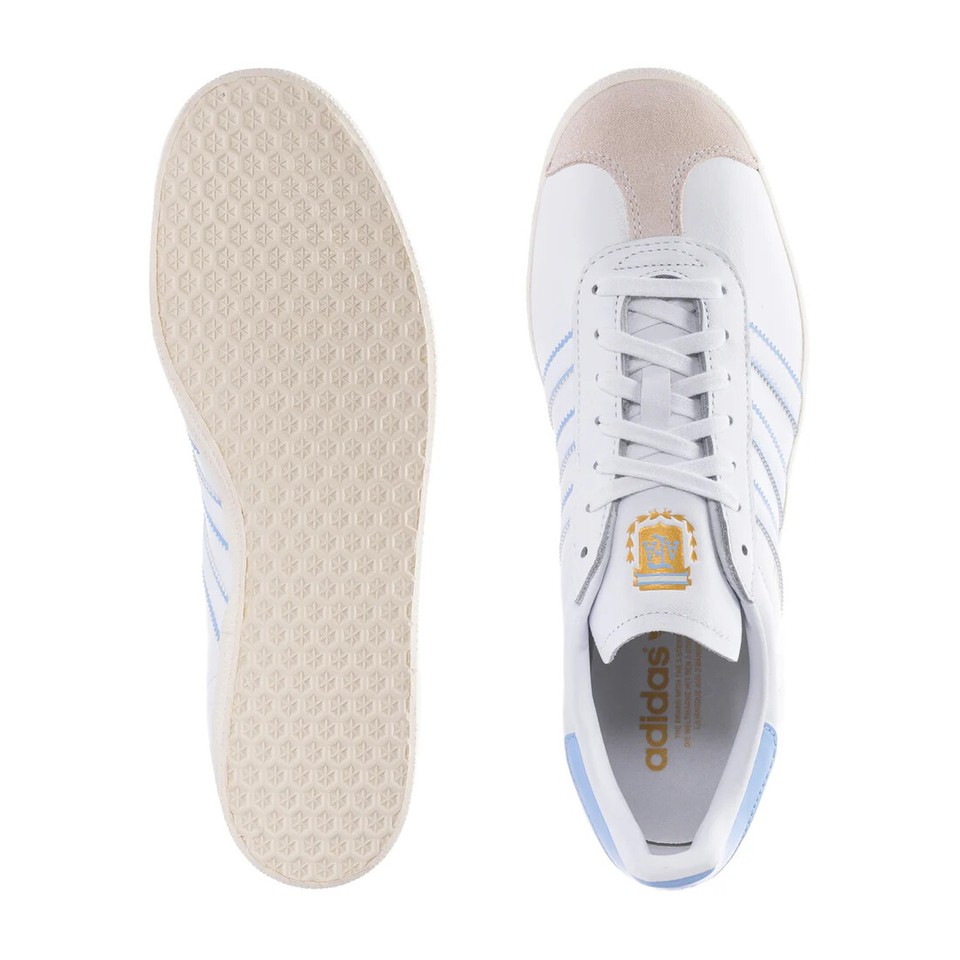 Mens adidas GAZELLE ID3718 (Argentina) Ftwr White/Glow Blue/Off White ...
