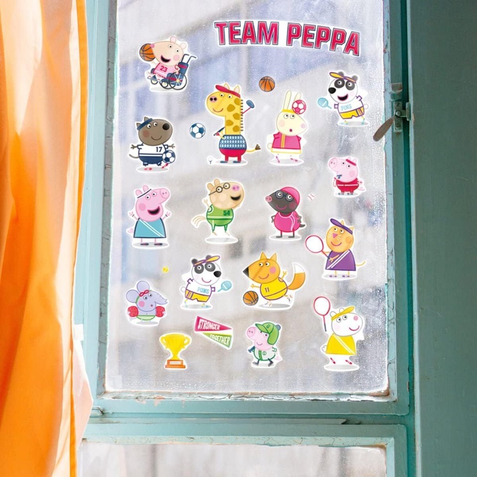 Totum 360129 Peppa Pig Window Stickers with Over 50 Reusable Stickers ...