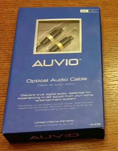 Auvio 6-Foot Optical Audio Toslink Cable 15-239 Brand New in Package ...