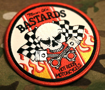 CAFÉ RACER ROCKERS TON-UP BOYS OLD BASTARDS FLAMING CHECKER FLAG iron ...