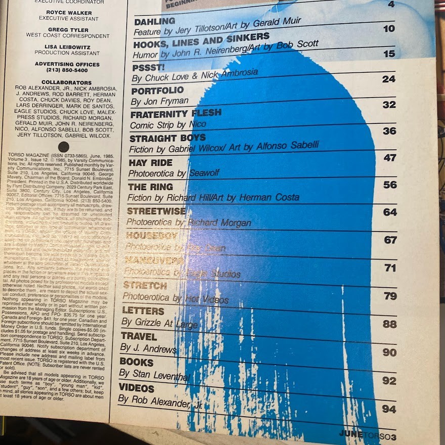 TORSO Magazine June1985 Gay Men's Magazine Male Models | eBay