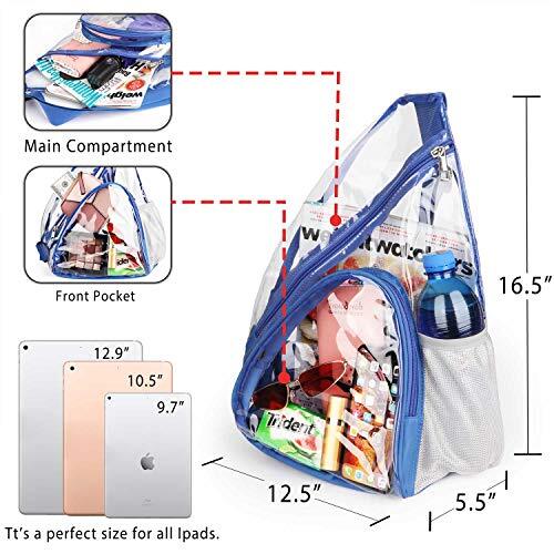 Clear PVC Sling Bag Stadium Approved, Backpack with Adjustable Strap ...