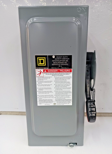 NEW SQUARE D 30 AMP FUSIBLE SAFETY SWITCH DISCONNECT 600 VAC / VDC 3 ...