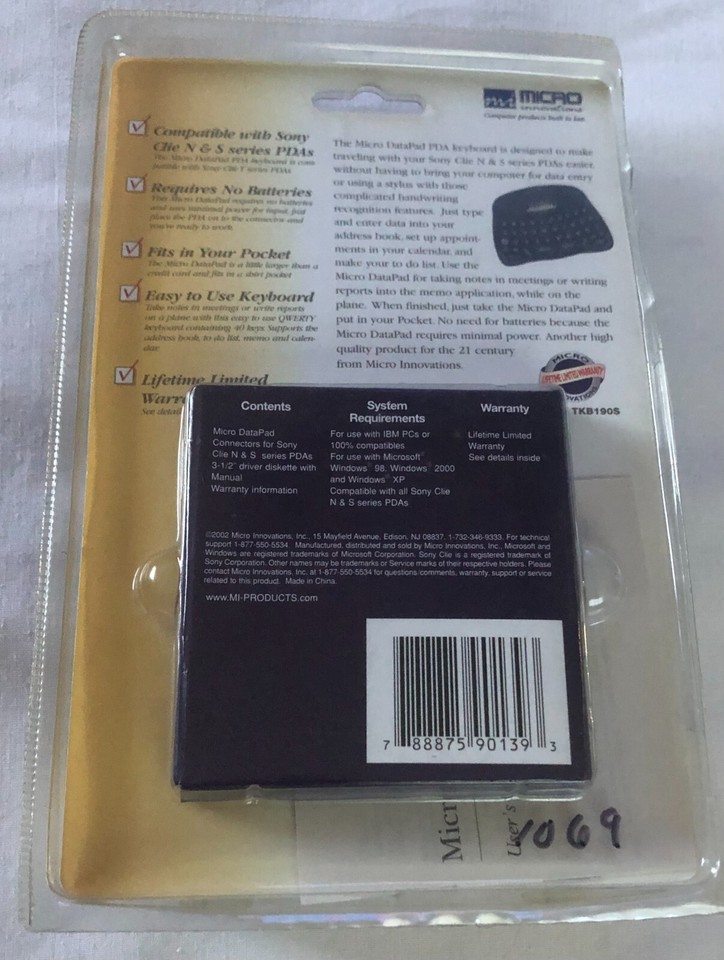 Micro Datapad Micro Innovations Mini Keyboard for Palm PDA M100/105 New ...