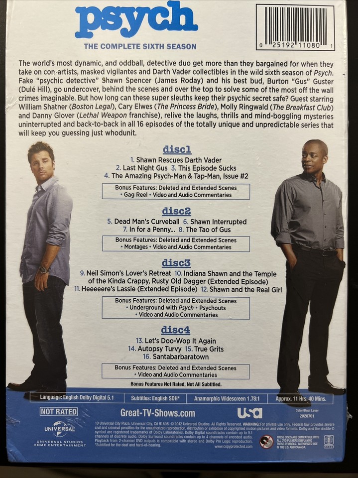 Psych: The Complete Sixth Season Boxed Set, Repackaged, Snap Case 4 ...