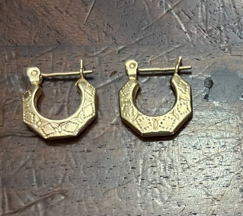 14k Yellow Gold Snap Bar Hoop Earrings ~ 1g | eBay