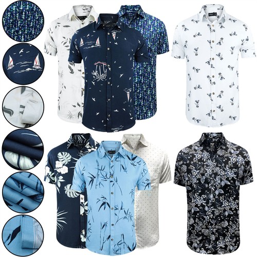 4 Pack Mens Springfield Hawaiian Short Sleeve Beach Holiday Summer ...