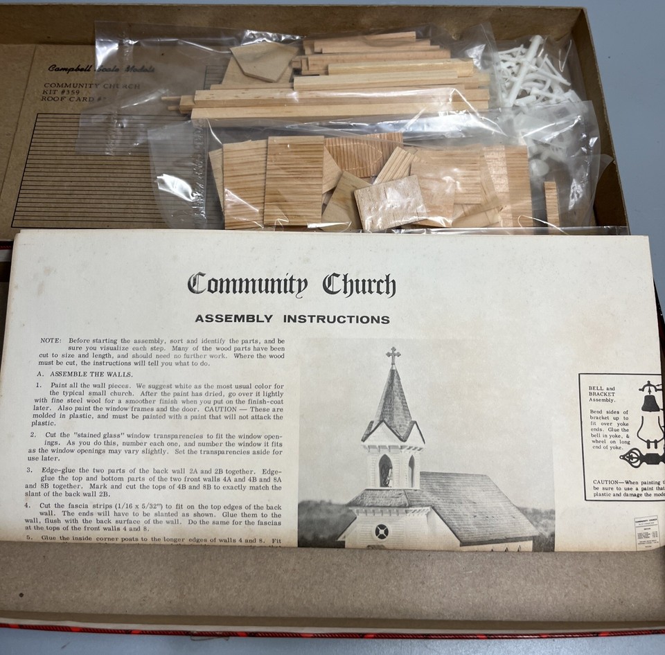Vintage Campbell Scale Models 359 HO Scale Community Church Building ...