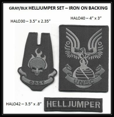 HALO TACTICAL GRAY/BLK ODST HELL JUMPER PATCH PATCH SET - HALO30-40-42 ...