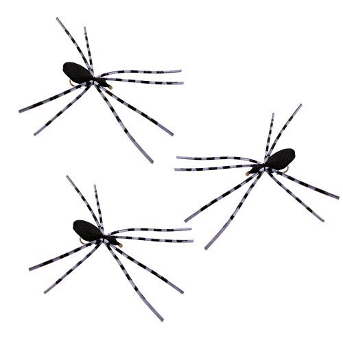 3 Foam Spider Flies - Black, #16 - Fly Fishing Set for Bluegill, Trout ...