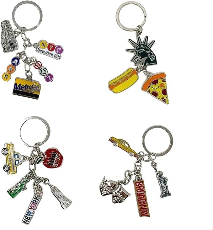 12 Pack New York City Metal Keychains KeyRing Souvenir Collection, NYC ...