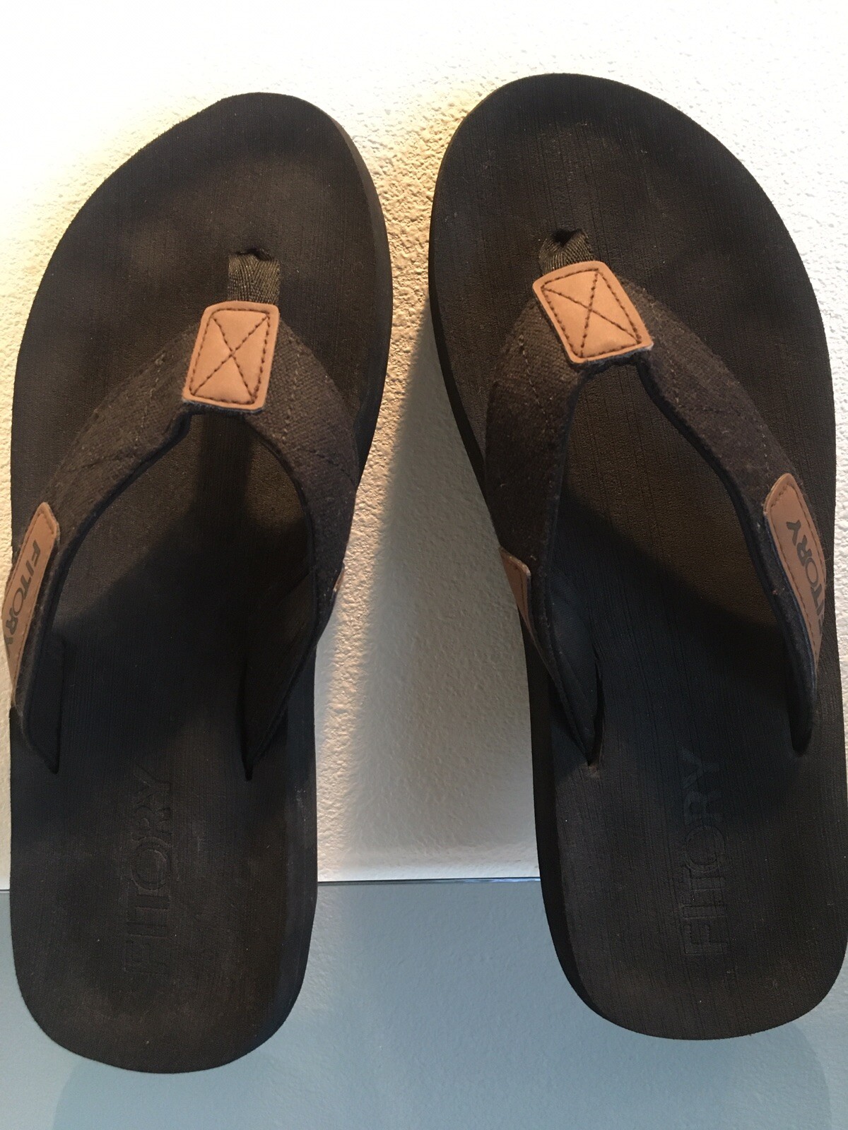Fitory Flip Flops Men's size 10 Black comfort Beach, pre-owned | eBay