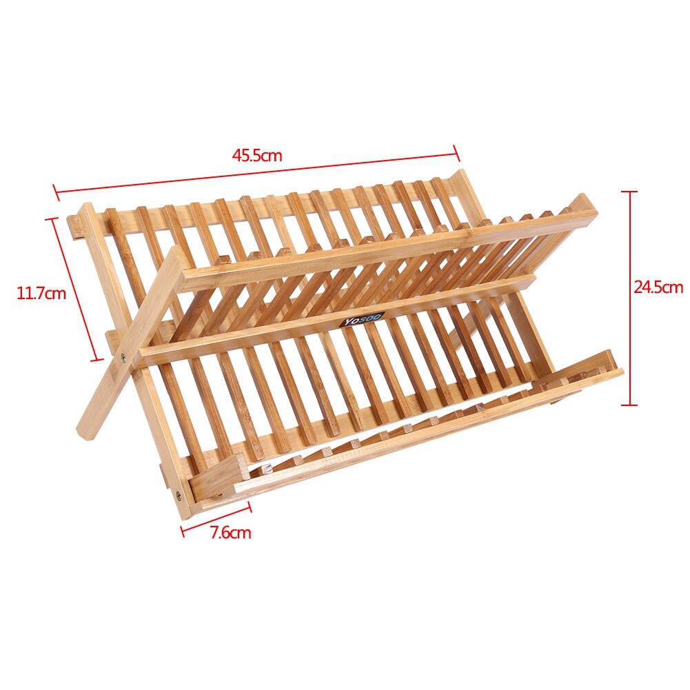 Bamboo Wooden Dish Rack, Plate Racks Stand Pot Lid Holder, Kitchen ...