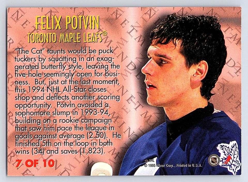 1994-95 Fleer - Netminder Felix Potvin #7- Maple Leafs | eBay