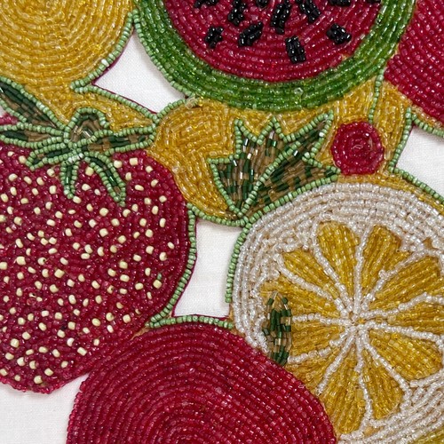 Lemon Strawberry Cherry Summer Fruit Pier One Beaded Table Runner India ...