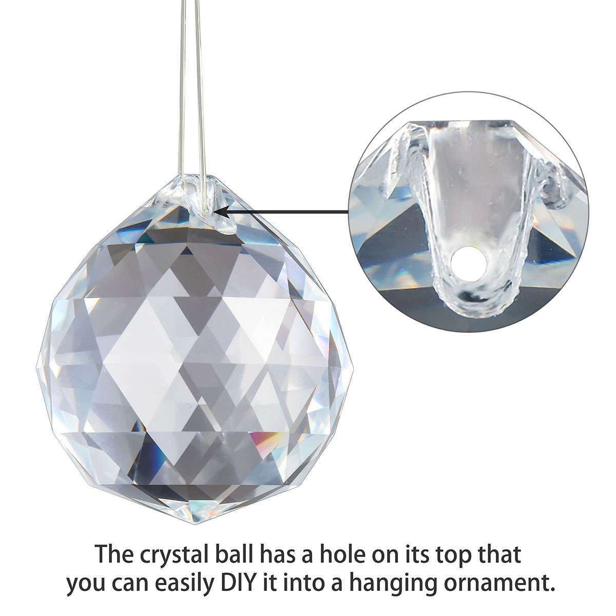 Feng Shui Hanging Crystal Glass Ball 20-50mm Sphere Prism Faceted Sun ...