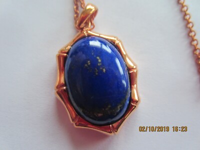 TIMNA JEWELRY COLLECTION ~ OVAL CABOCHON LAPIS COPPER PENDANT WITH ...